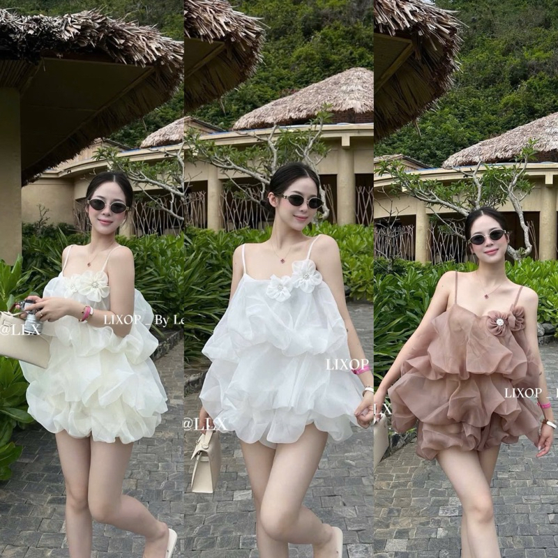 [S2.4090] Silk Blouse Set 2-String Shirt with Stone Flowers Mixed with ...