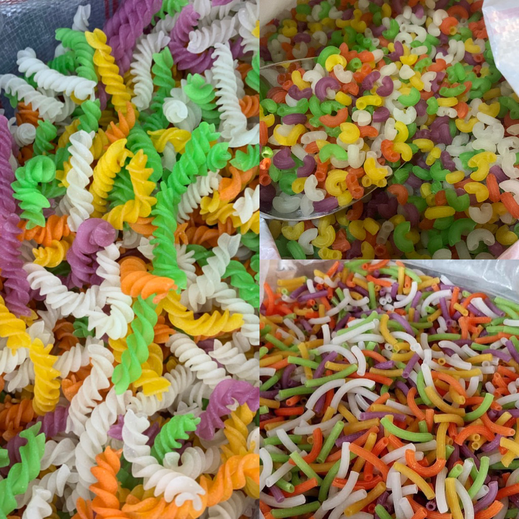 Combo 2kg Vegetable pasta mixed with 3 types (short tube, long tube ...