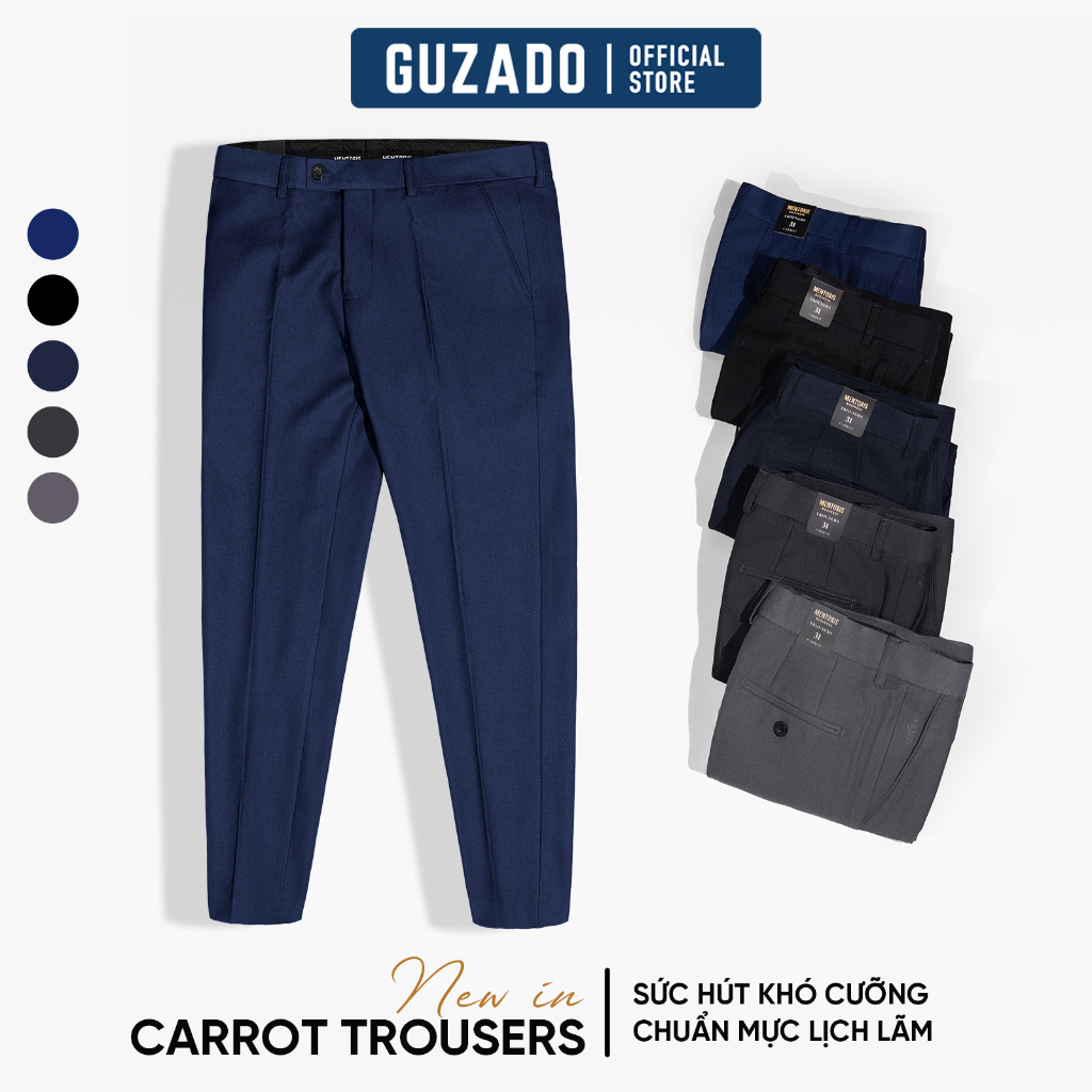 GUZADO Men's Casual Pants Carrot Form Thick Fabric Elegant and ...