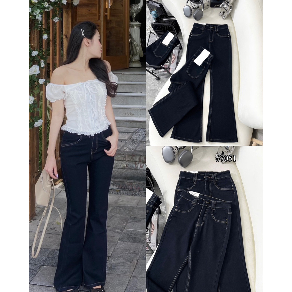 @bykochic | Guangzhou blue and black flared jeans (real photo) | Shopee ...