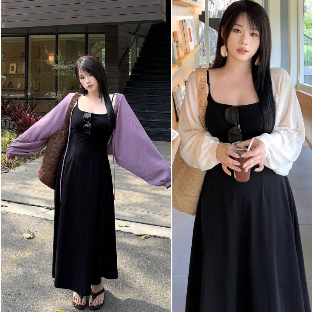 Women's big-size two-strap dress with a sexy stretch fabric showing off ...