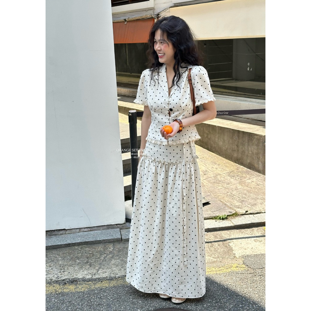 ORANGE ORANGE ORANGE | Set Vest and Polka Dot Skirt (original photo ...