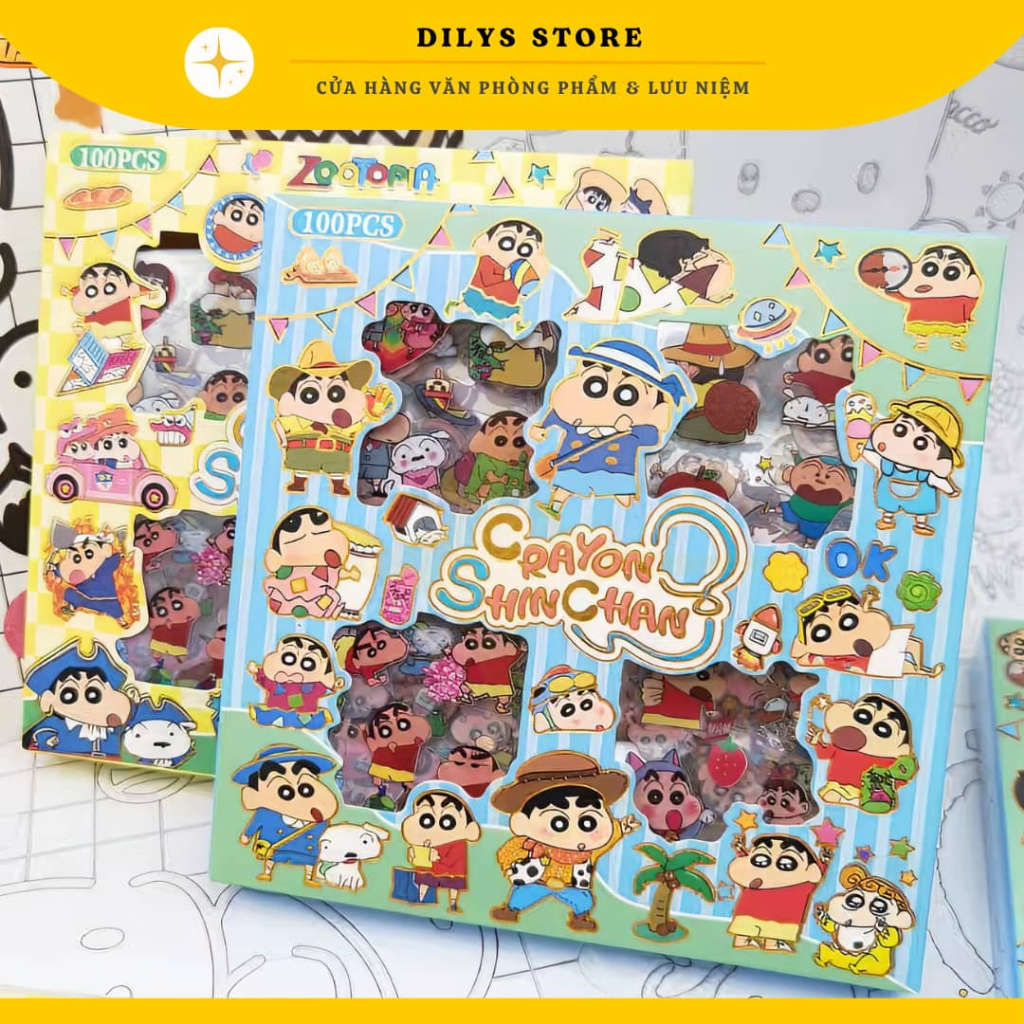 Box of 96 SHIN pencil boy stickers, transparent SHIN stickers to ...