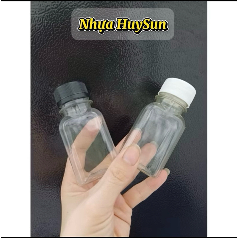 (Wholesale 30-50-100) Extra Thick 50ml Flat Plastic Bottle with Black ...