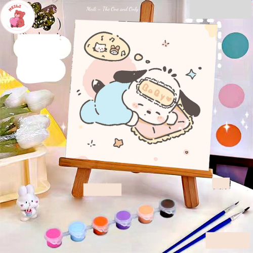 Digitized painting of Cartoon Sleeping Dog, Cute 20x20cm Coloring ...