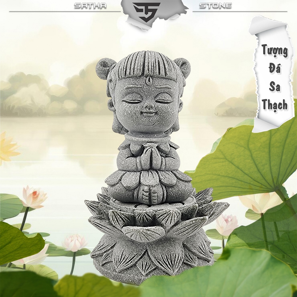 SA Sandstone Natra lotus flower statue ST.PVN2353 - miniature ...