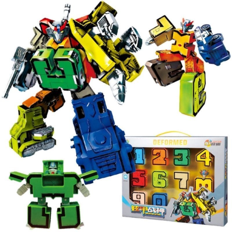 10-Digit Transforming Digital Robot Assembly Toy - Assemble into Large ...