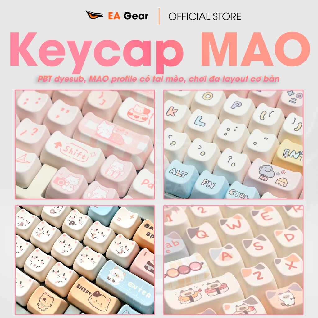 [Available] MAO Keycaps with Cat Ears for Mechanical Keyboard Cat Ear ...