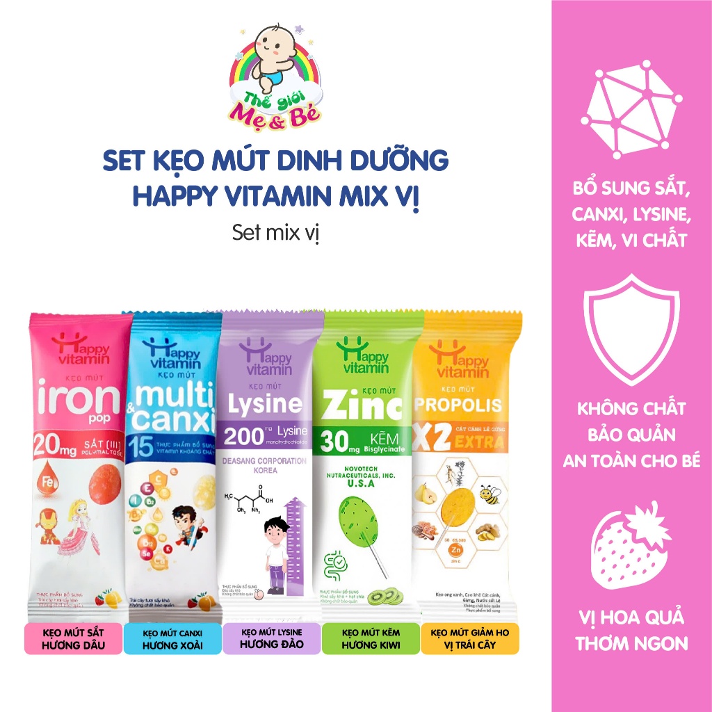 Happy Vitamin lollipop supplements Calcium/Iron/Zinc/Lysin/Propolis ...