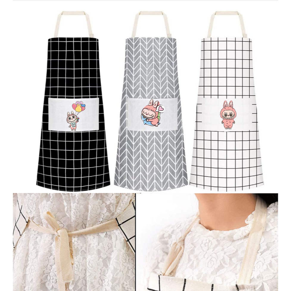 Labubu rabbit apron kitchen utensils TDI33 cute cartoon | Shopee ...