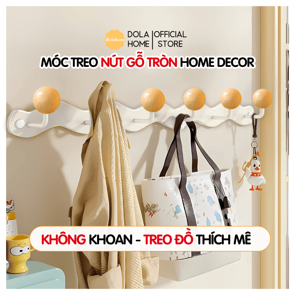 Dola Home metal clothes hanger with round wooden buttons, heavy-duty ...
