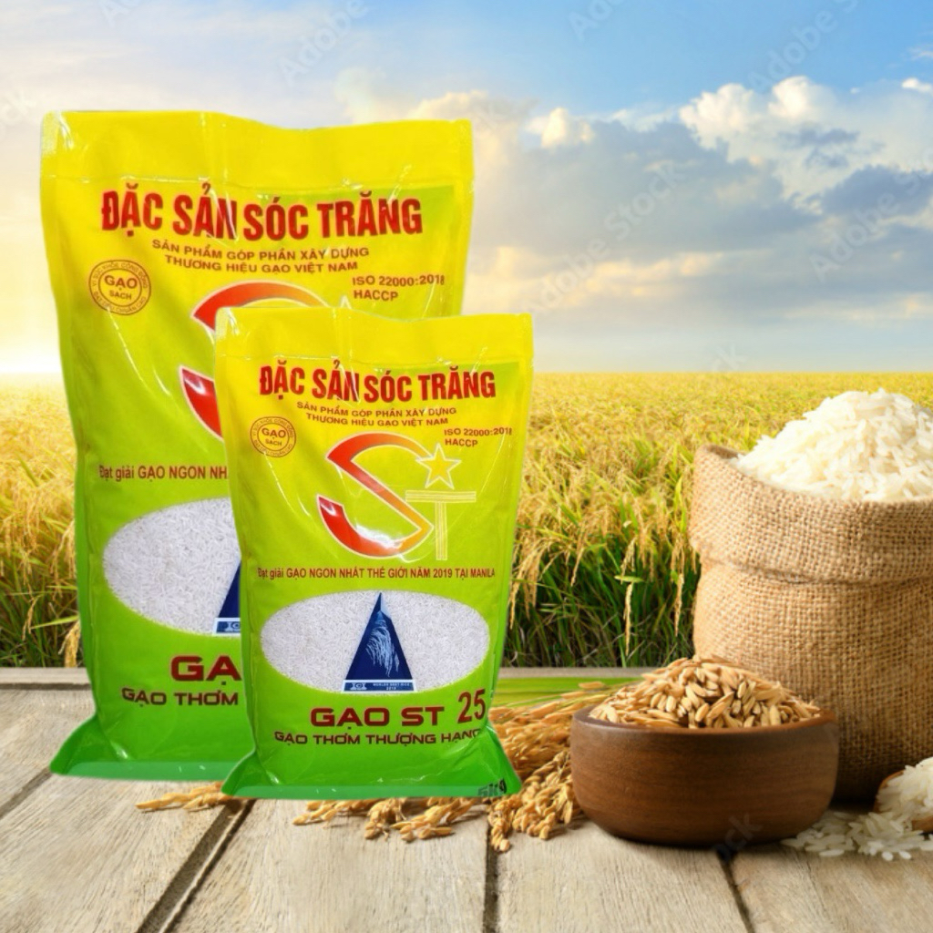 (FIRE) ST.25 SOFT FRAGRANT RICE SOC TRANG 5 Kg NEW TRADITIONAL RICE (2 ...