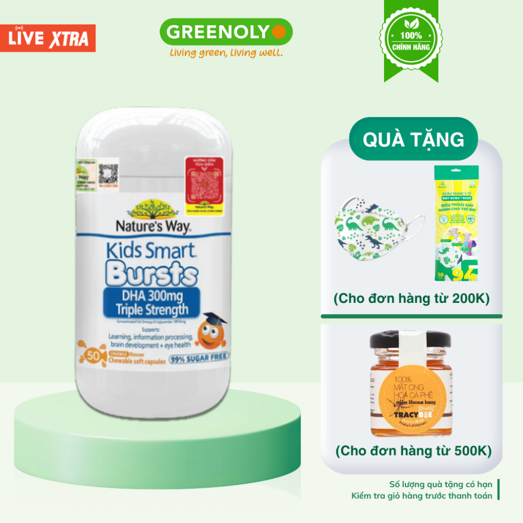 Nature's Way Kids Smart DHA 300mg Triple Strength DHA Chewable Tablets ...