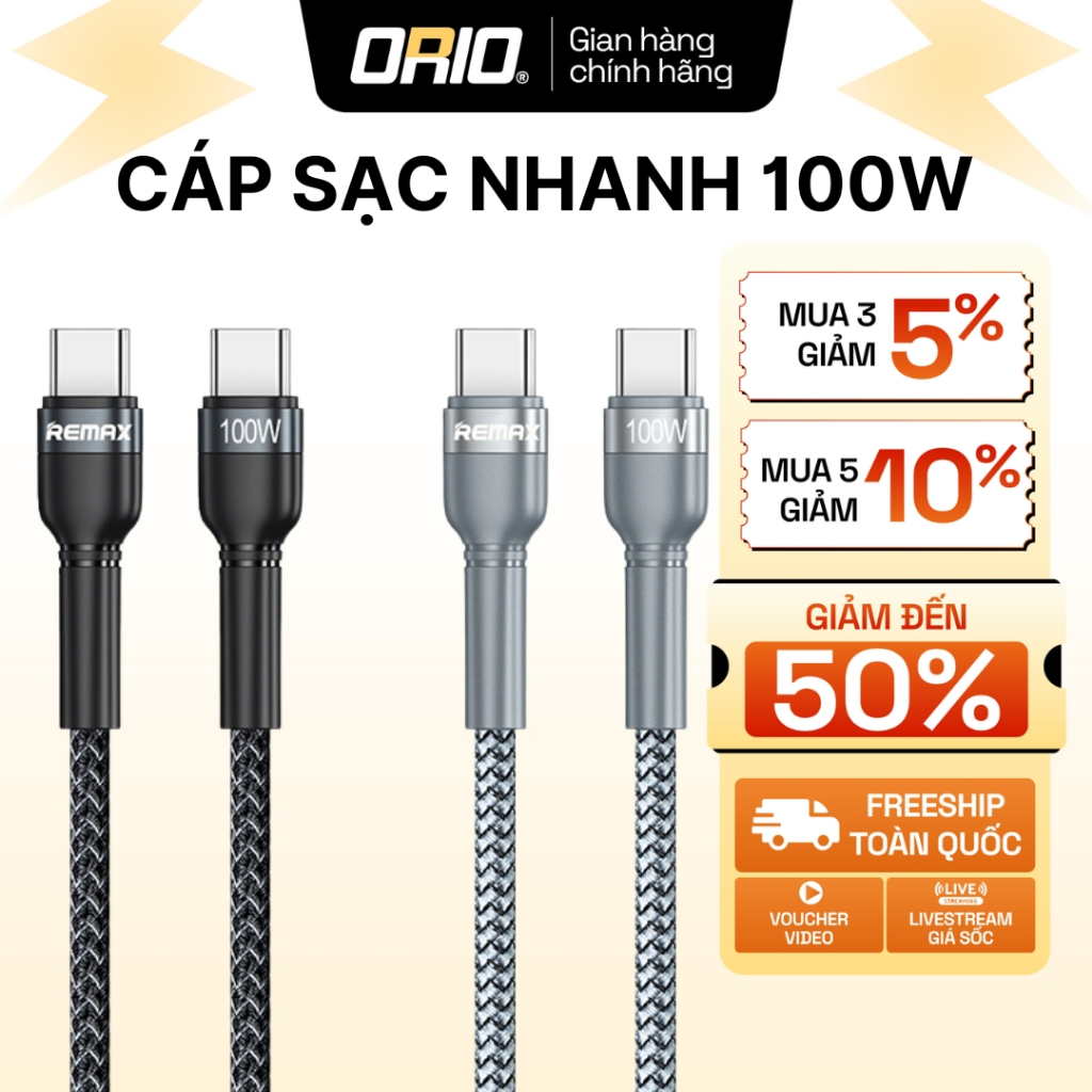 ORIO Remax RC - 172 Type C To Type C PD 100W Super Fast Charging Cable ...