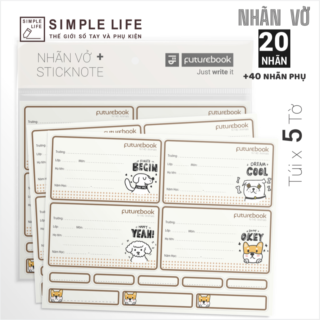 File 5 Sheets x 4 Notebook Labels with 40 Stickersnotes for Senior ...