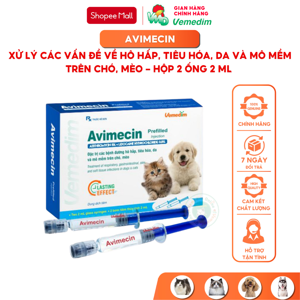 Vemedim Avimecin tubes of infection solution for dogs and cats to ...
