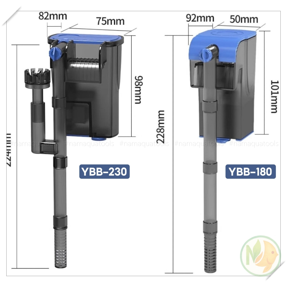 Waterfall Filter YBB-180 / YBB-230 | Compact, Quiet Waterfall Filter, Scum Filter Optional for ...