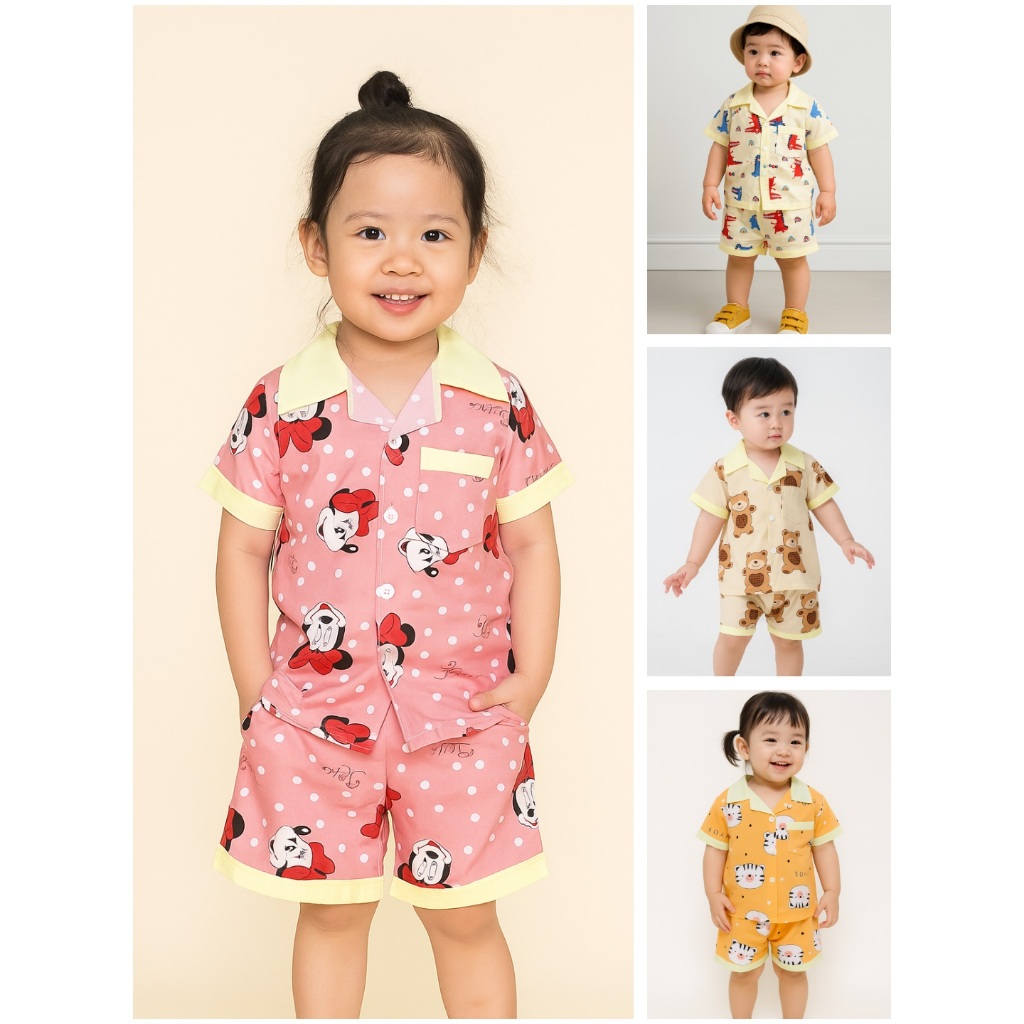 Cute short sleeve baby boy and girl outfit QATE935 QATE798 | Shopee ...