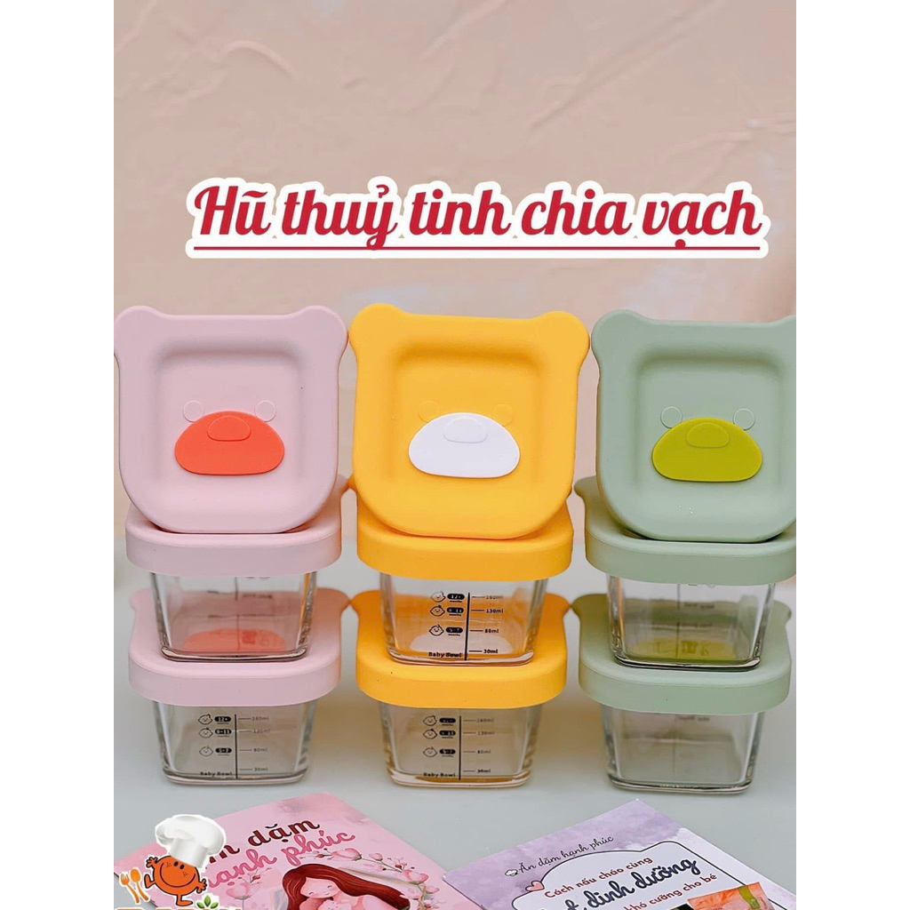 Mum Bebe 200ml glass jar, graduated porridge cup (divided to 160ml ...