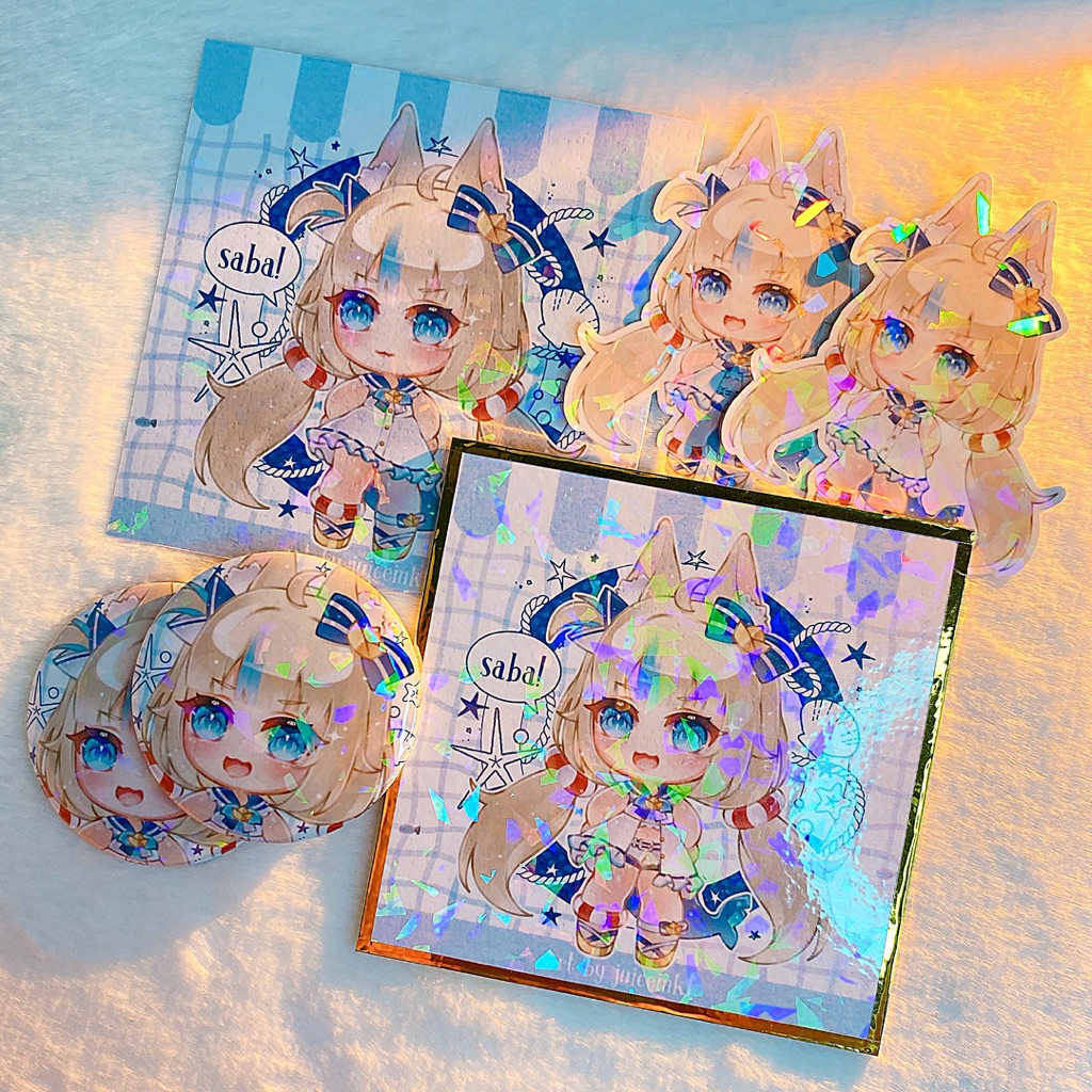 Badge, Sticker, Artprint, Shikishi - Sameko Saba ( Vtubers) | Shopee ...