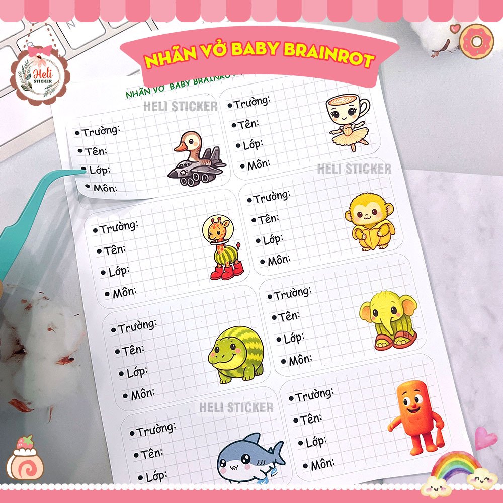 Tung Sahur Notebook Labels, Stickers for Notebooks, Notebooks ...