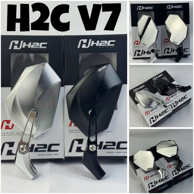 Genuine H2C V7 rearview mirror: Black, Silver | Shopee Philippines