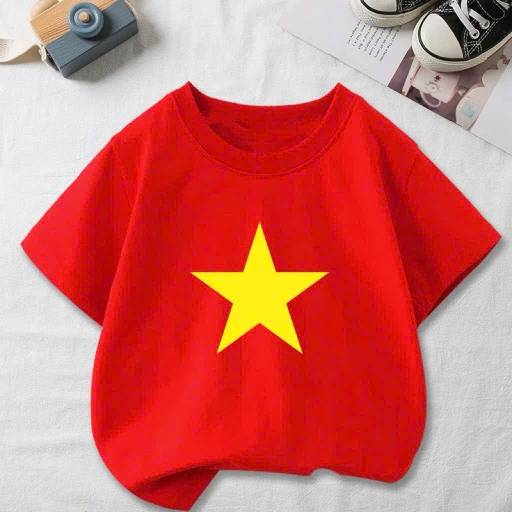 Vietnam red flag shirt with yellow star for children 9-31kg. Cool and ...