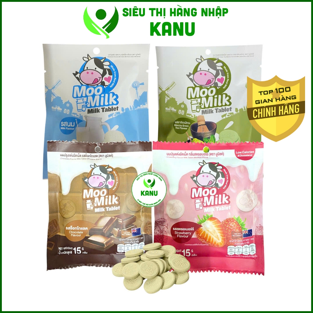 A pack of Moo Milk Thai cow's Milk candy 25g with 4 flavors of Milk ...