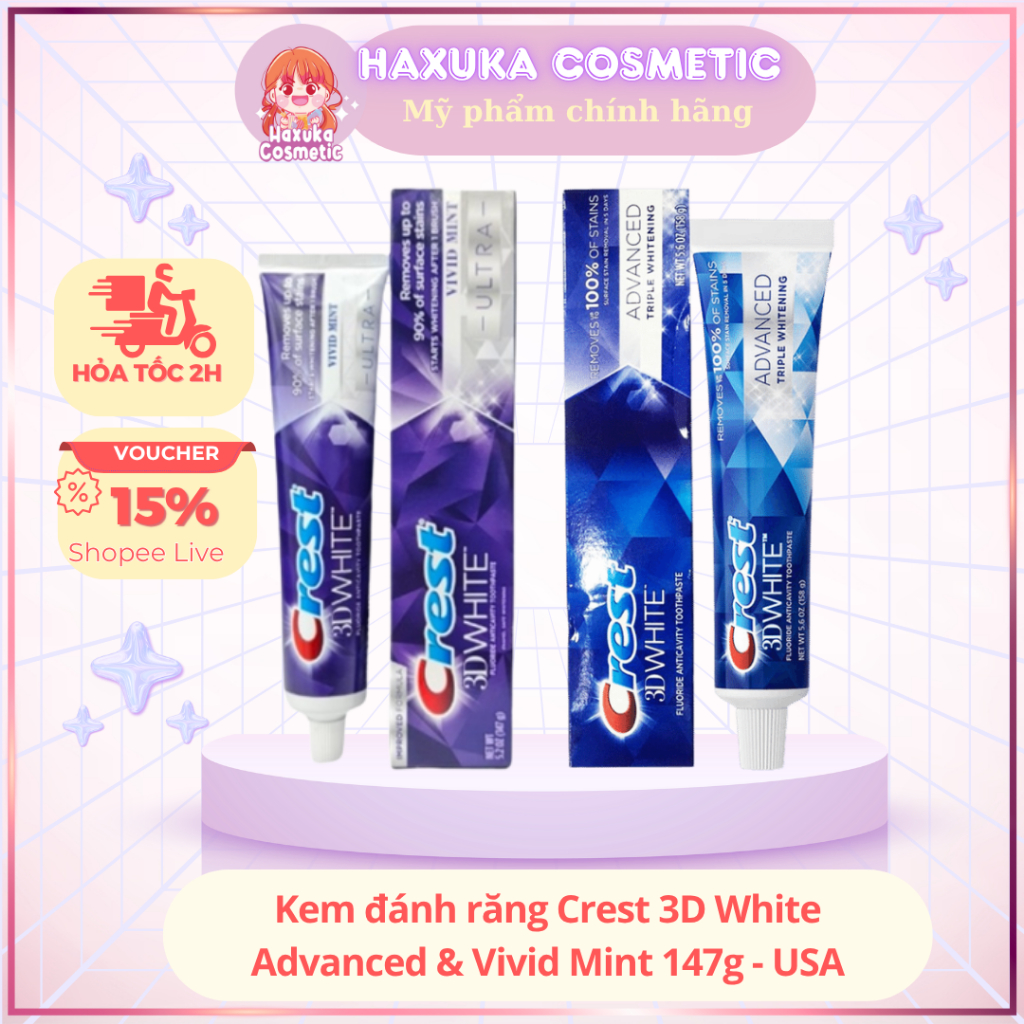 USA - Crest 3D White Advanced Whitening Toothpaste & Vivid Mint Ultra ...