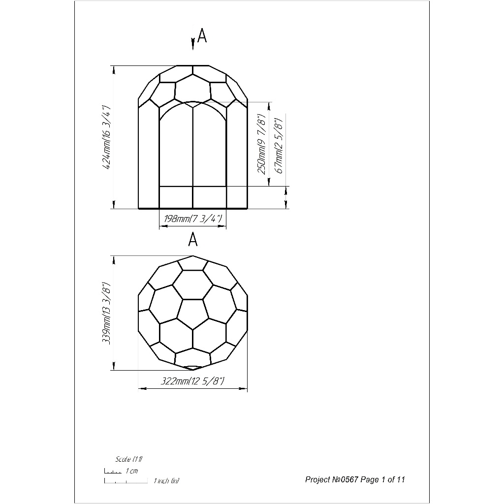 2D Drawing of Terrarium Glass Vase Accurate to Each Millimet - Project ...