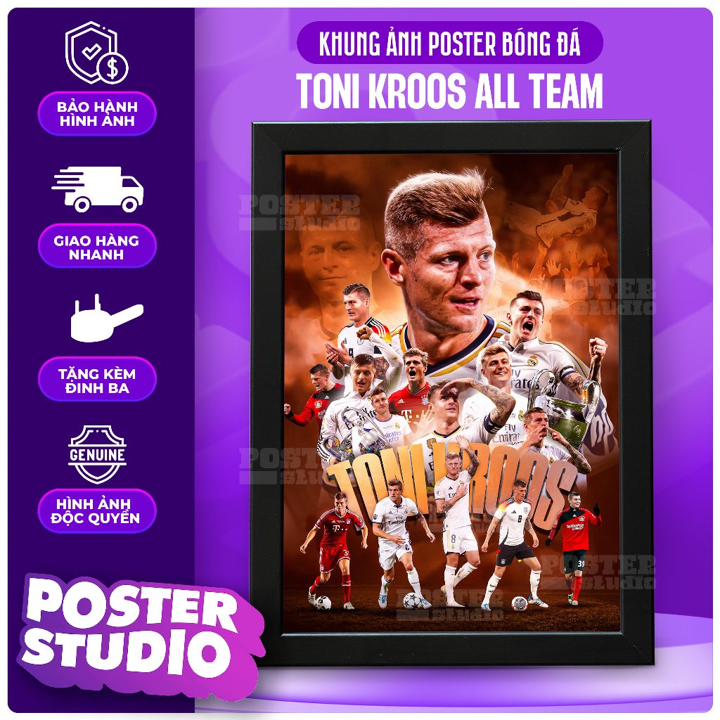 TONI KROOS ALL TEAM poster photo frame includes 2 sizes for A5 tabletop ...