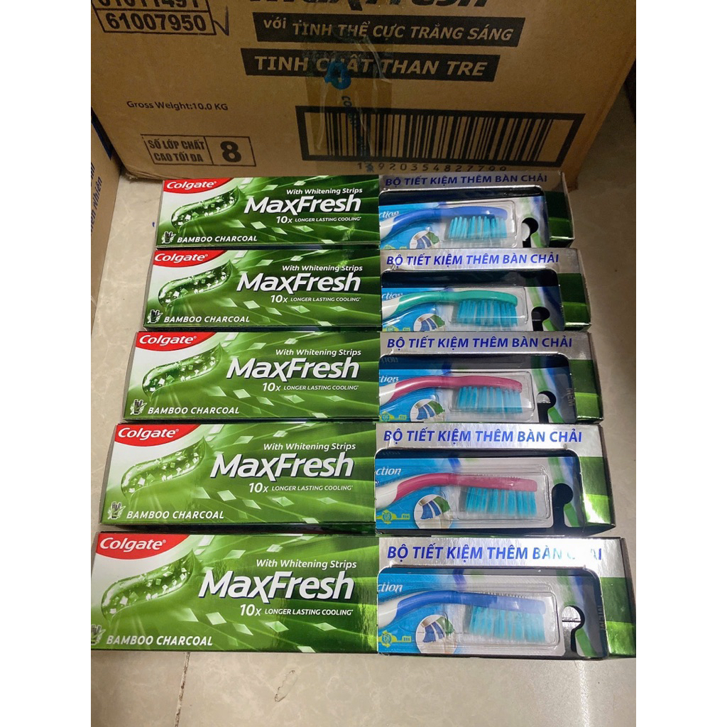 5 colgate maxfresh bamboo charcoal toothpaste 225g with free toothbrush ...
