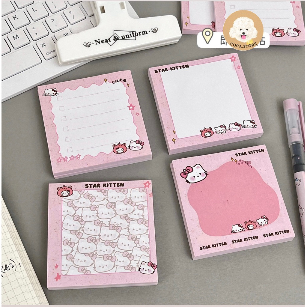 [WITH ADHESIVE] Set of 50 pink hello kitty notepads, convenient ...