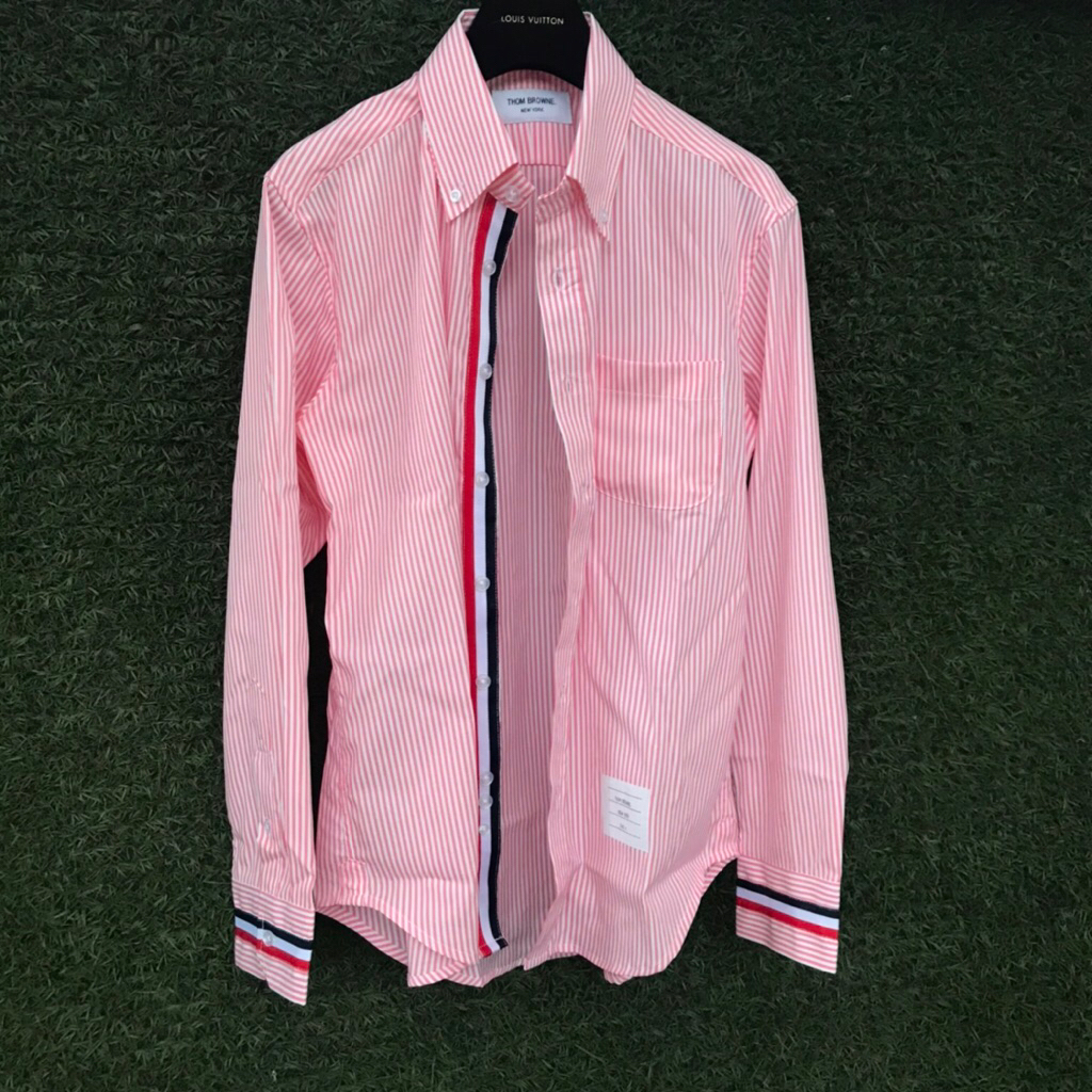 BS THOM PINK STRIPED SHIRT, CLEAR EDGE/THIN FORD FABRIC | Shopee ...