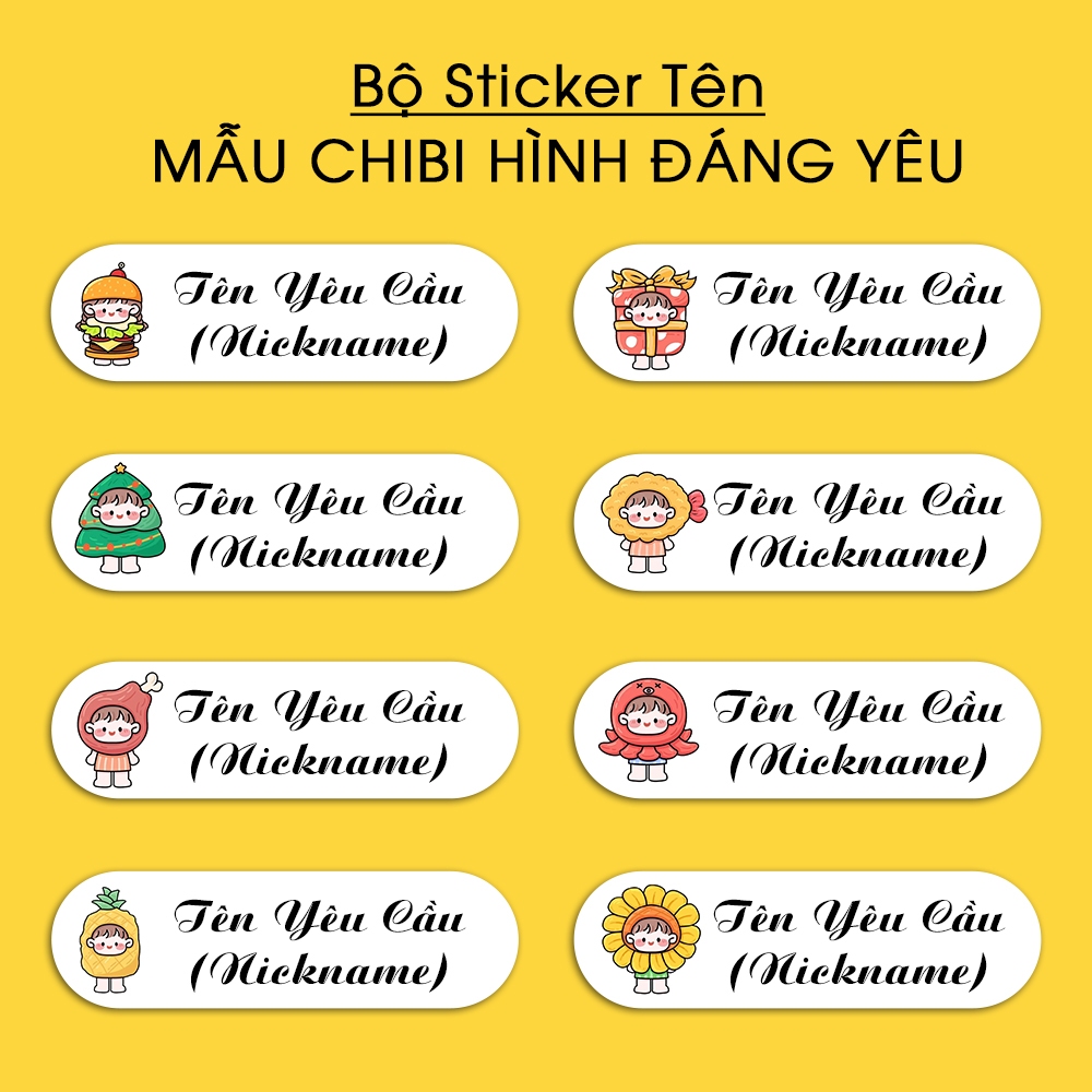 300 Stickers with Names Printed on Demand - CUTE CHIBI MODELS ...
