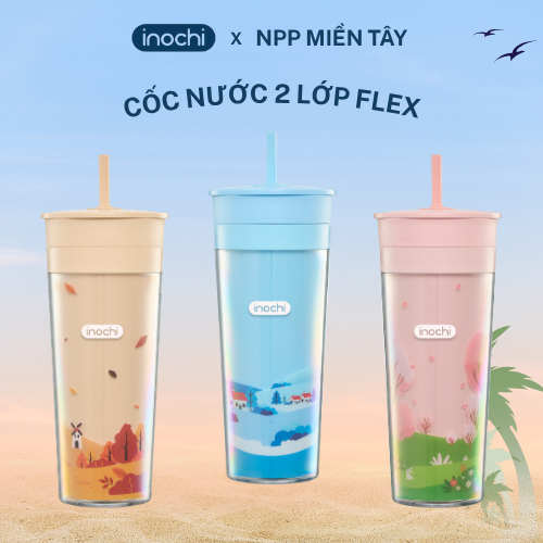 Inochi 2-layer plastic cup. Free straw, dynamic design, integrated ...