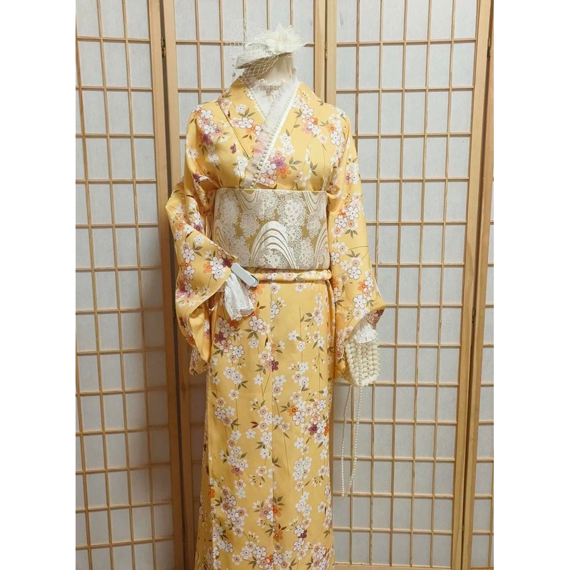 Yellow floral Japanese kimono Yukata (available) | Shopee Philippines