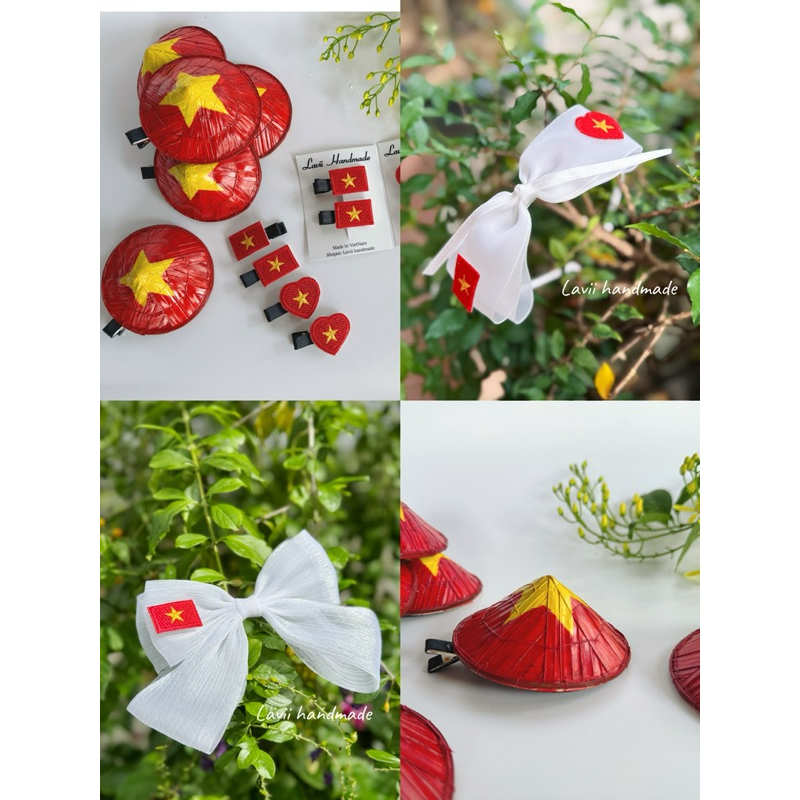 Conical hat clip size 8-9cm, flag clip, bow clip, Vietnamese flag mane ...