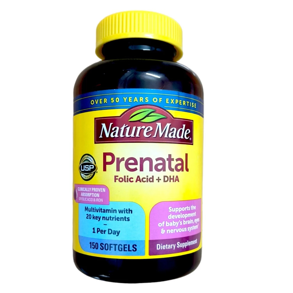 Nature Made Prenatal Folic Acid + DHA multivitamin for pregnant women ...