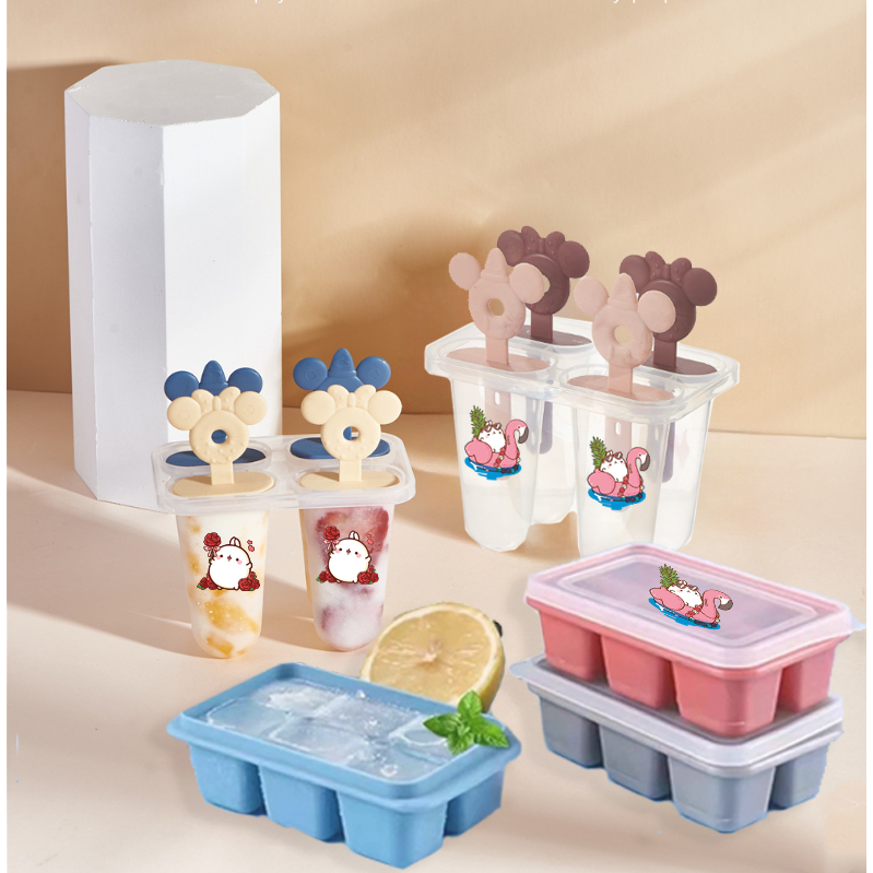 Box of 4 Molang ice cream molds, bear ear ice cream sticks KLKU21, cute ...