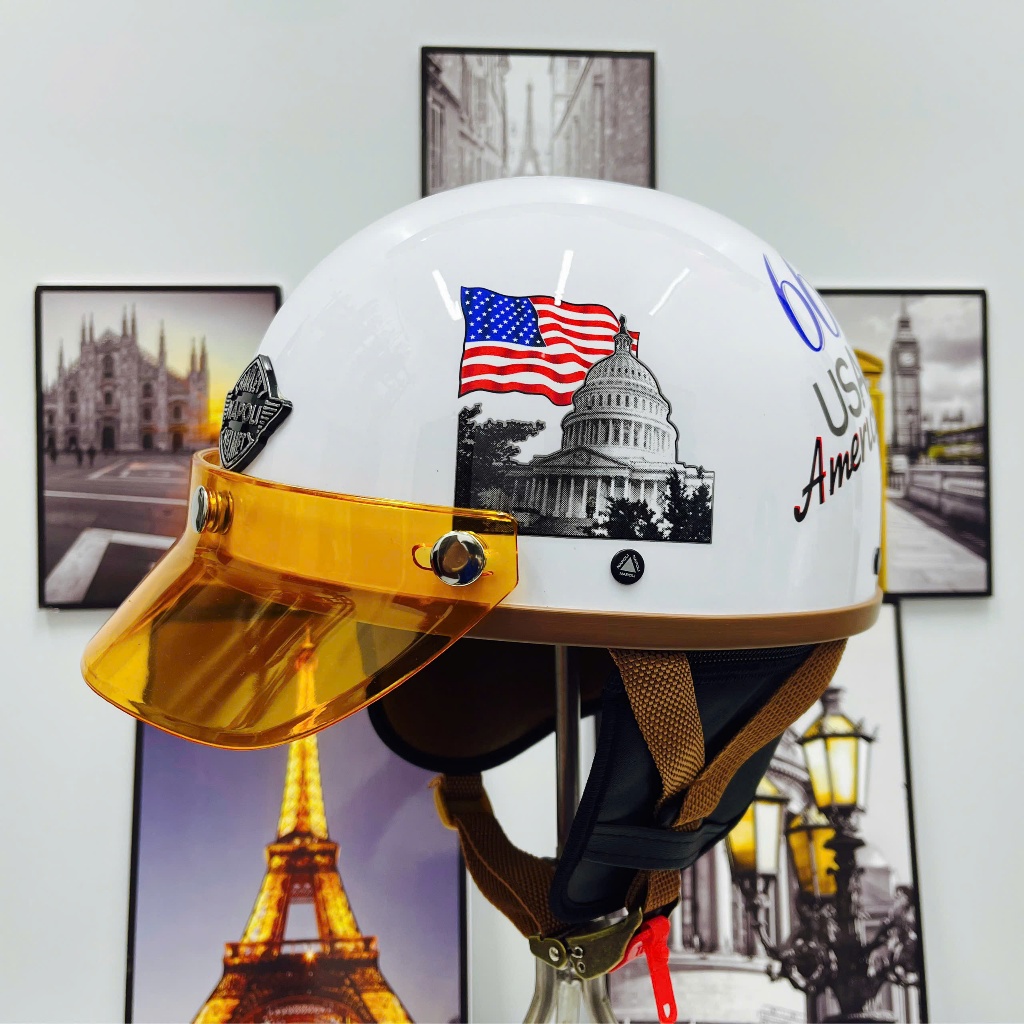 NAPOLI Half Head Helmet with American Flag Stamp (Free Black Blade ...