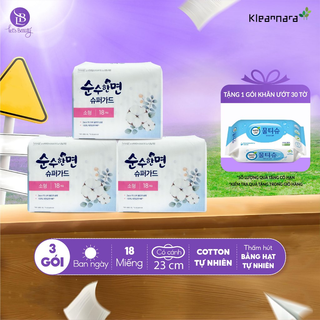 Combo of 3 packs of Korean Kleannara Soonsoohan sanitary napkins, super ...