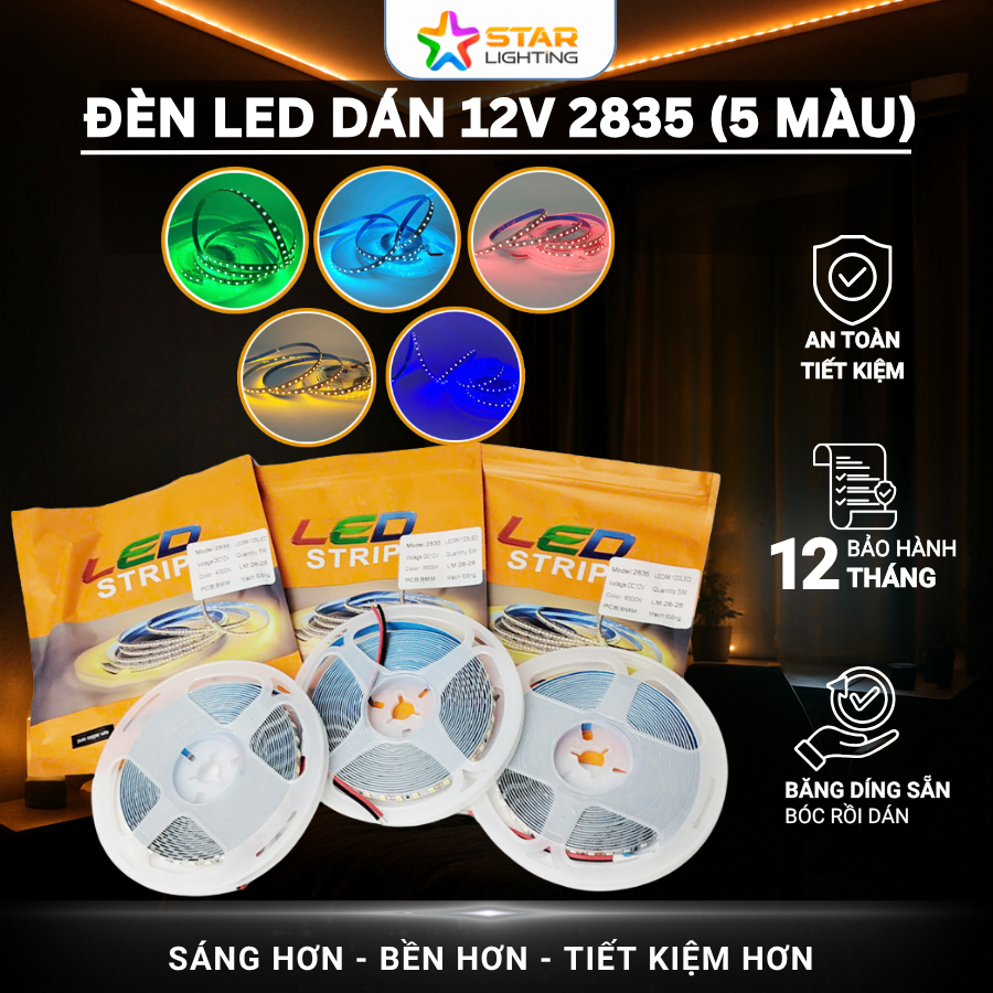 Led strip light 12V-2835-8MM, 120D/M - 240D/M, roll length 5M, 5 colors ...