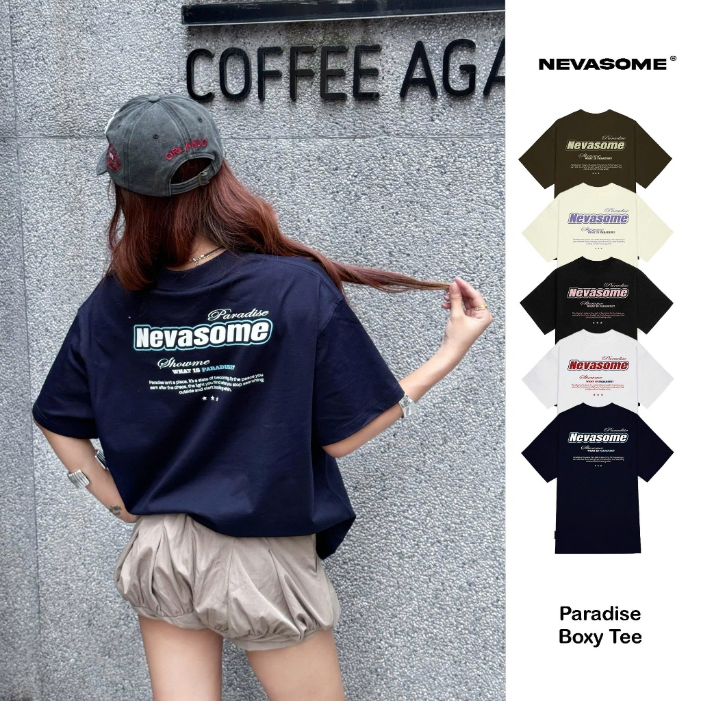 Paradise Boxy Tee Nevasome Cotton 250gsm Local Brand Loose Sleeve Boxy ...