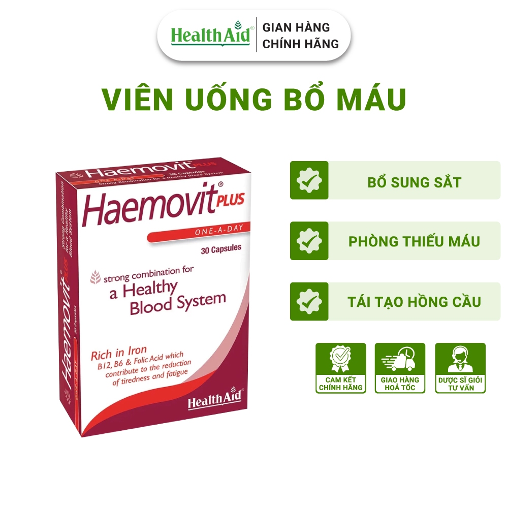 Health Aid Haemovit Plus Capsules Organic Iron Helps Reduce the Risk of ...