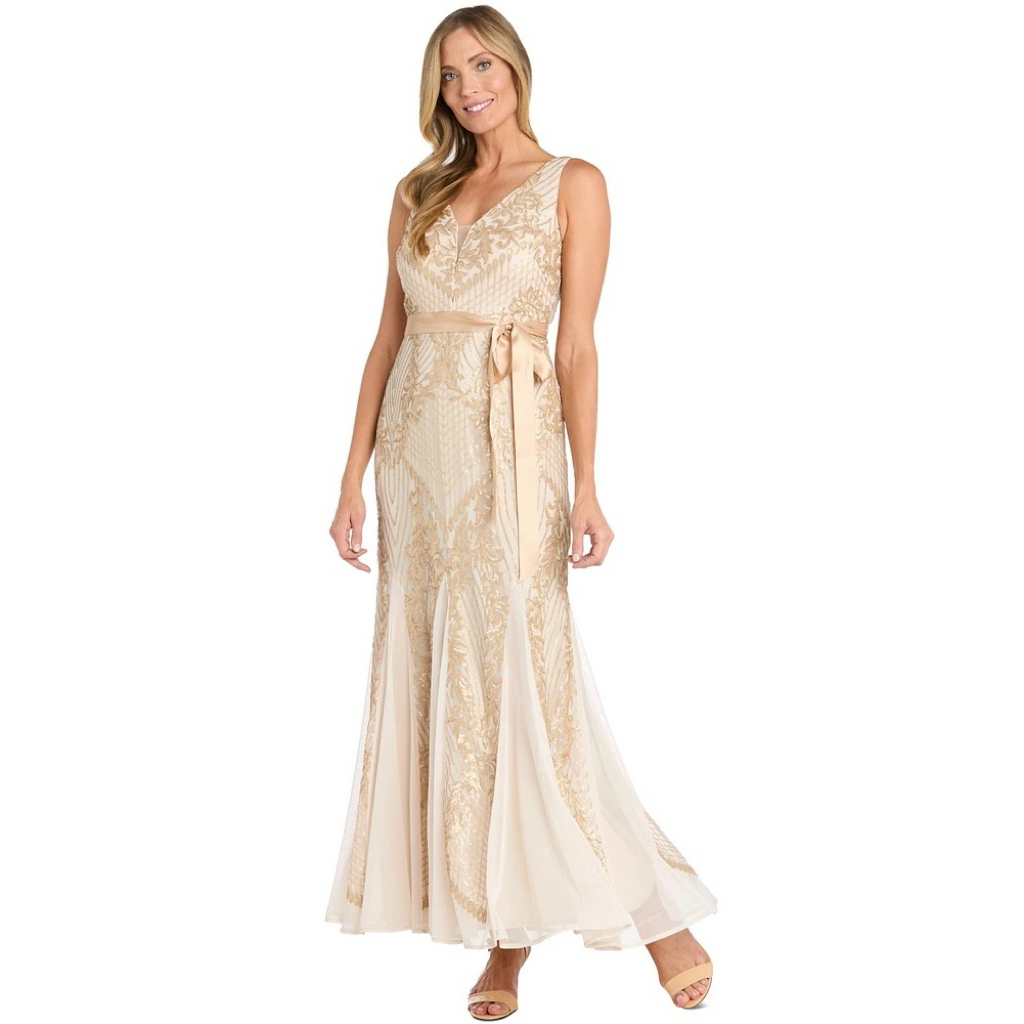 SA Excellent R&M richards fishtail sequin evening dress with shop ...