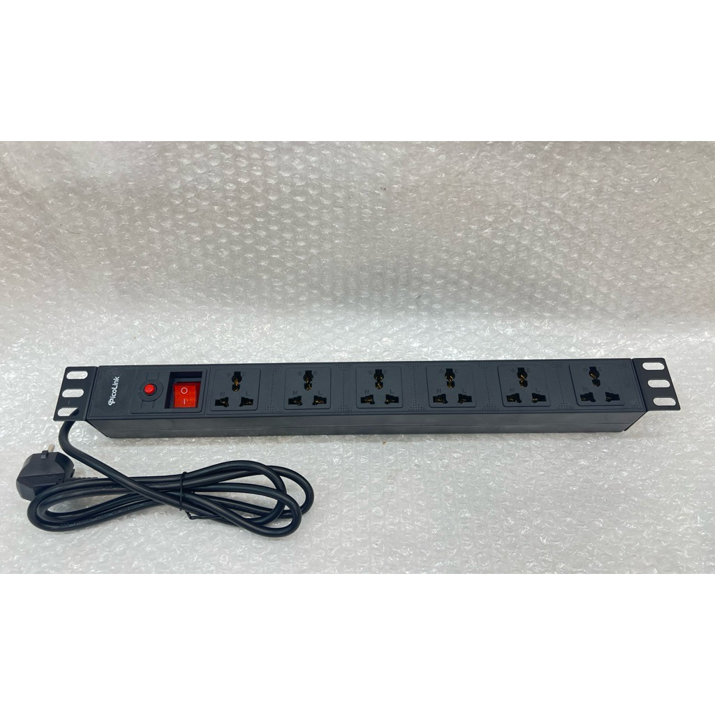 Picolink PDU plastic power bar with 6 multi-purpose sockets for rack ...