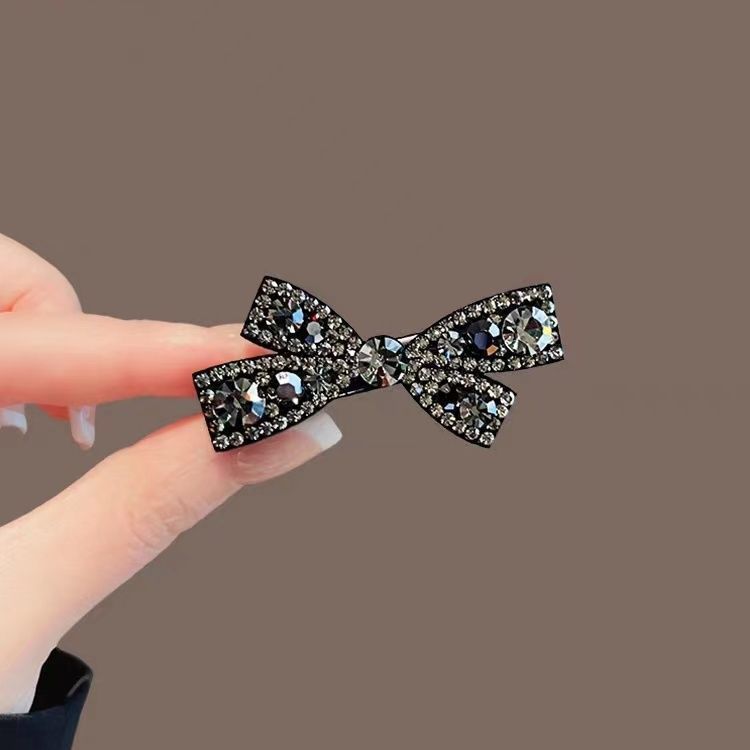 Black hairpin with stones - Duckbill hairpin - Bangs hairpin for women ...