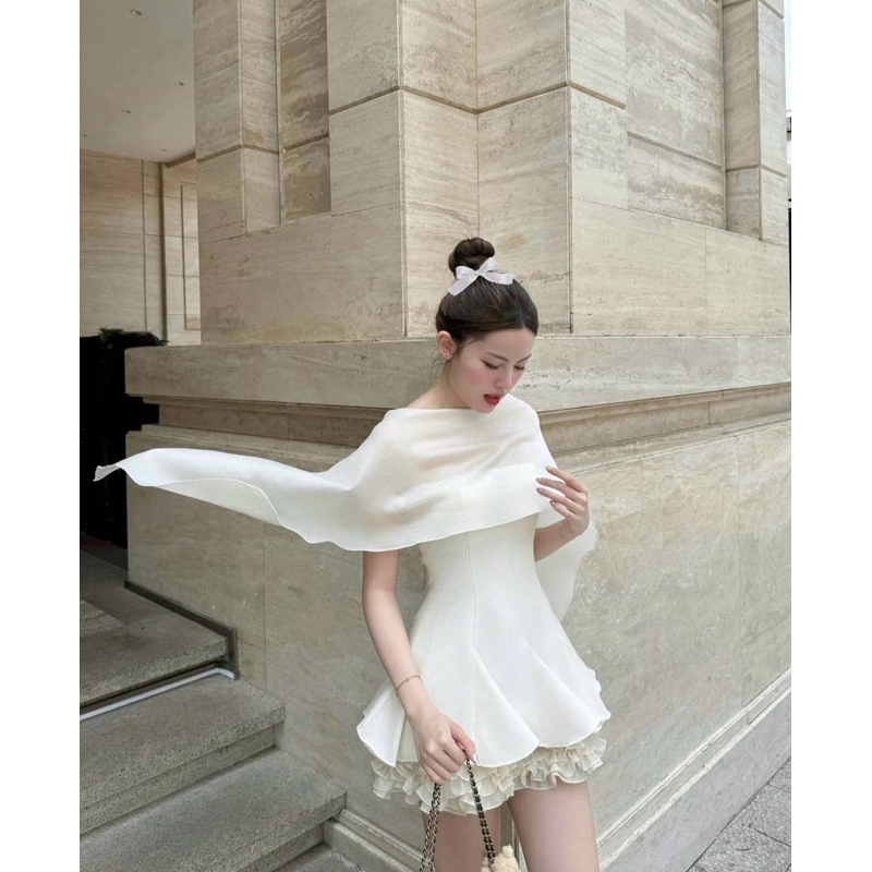 Layered flared Dress with elegant and gentle overcoat Natali Dress ...