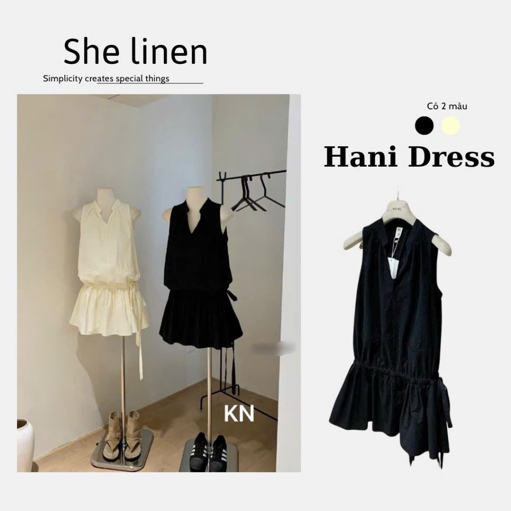 HANI DRESS - Women's V Neck DRESS Sleeveless Babydoll Bo Hips She Linen ...